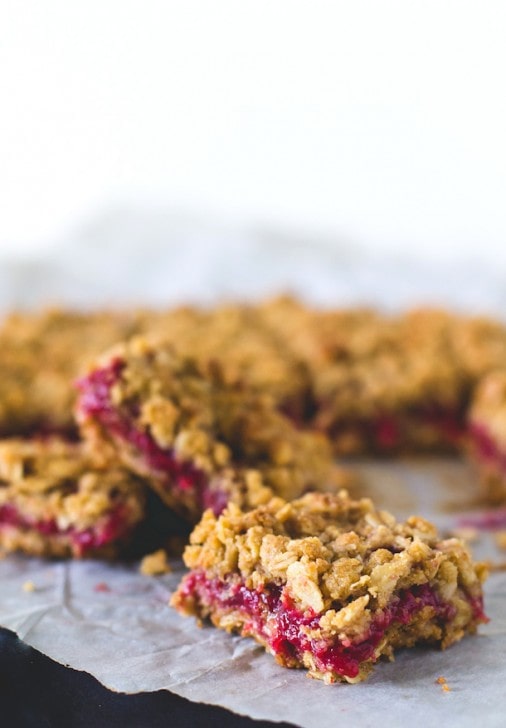 Gluten-Free Raspberry Rhubarb Crumble Bars | Heartbeet Kitchen