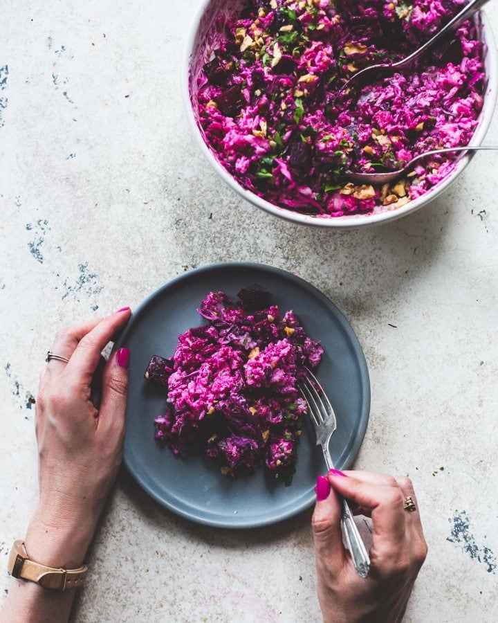 Super Pink Rice and Roasted Beet Salad Recipe (gluten-free)