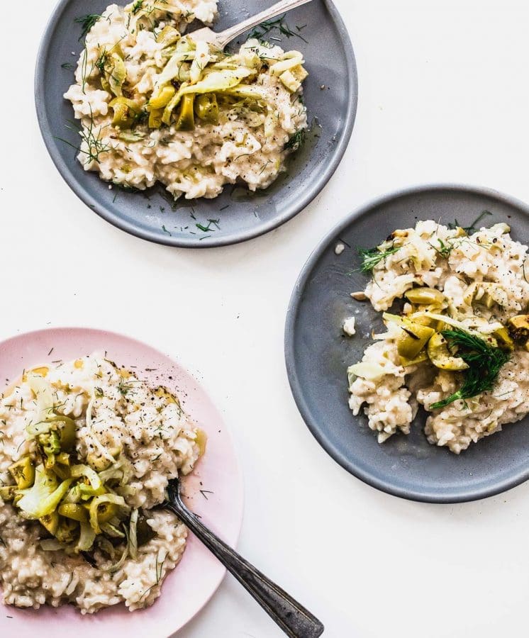Easier Risotto with Roasted Fennel and Olives (gluten-free)