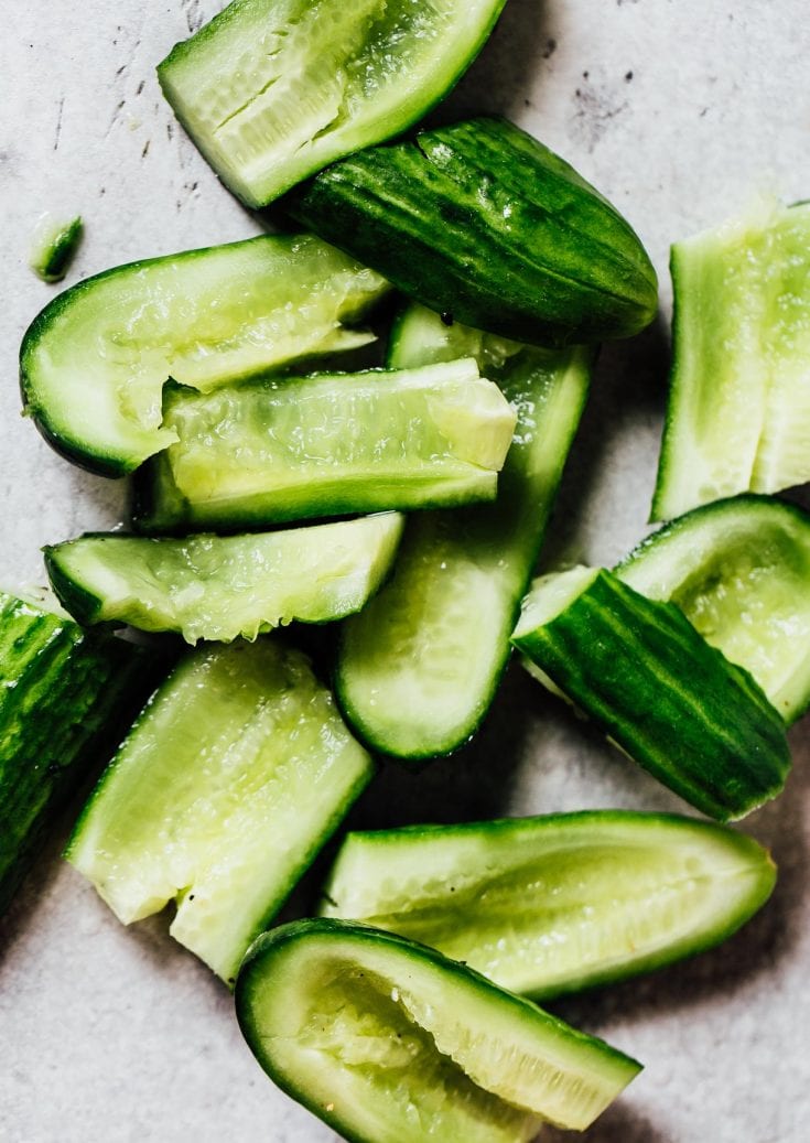 Smashed Cucumber Salad with Greek Yogurt Dressing