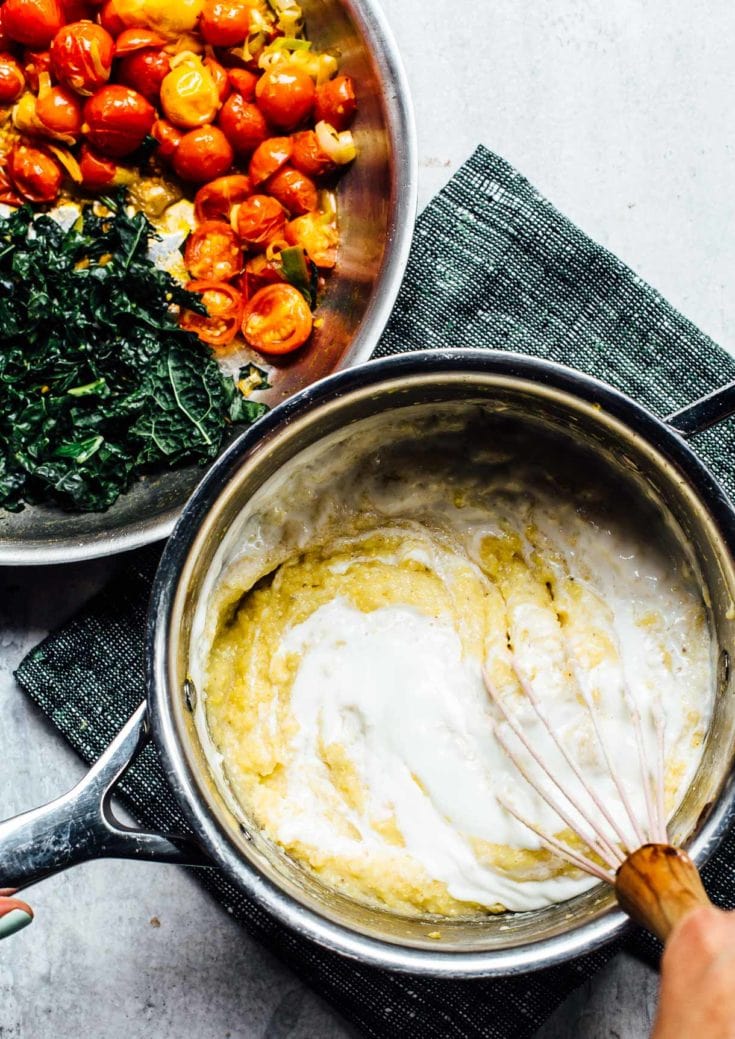 Soft Polenta with Blistered Tomatoes & Kale | Heartbeet Kitchen