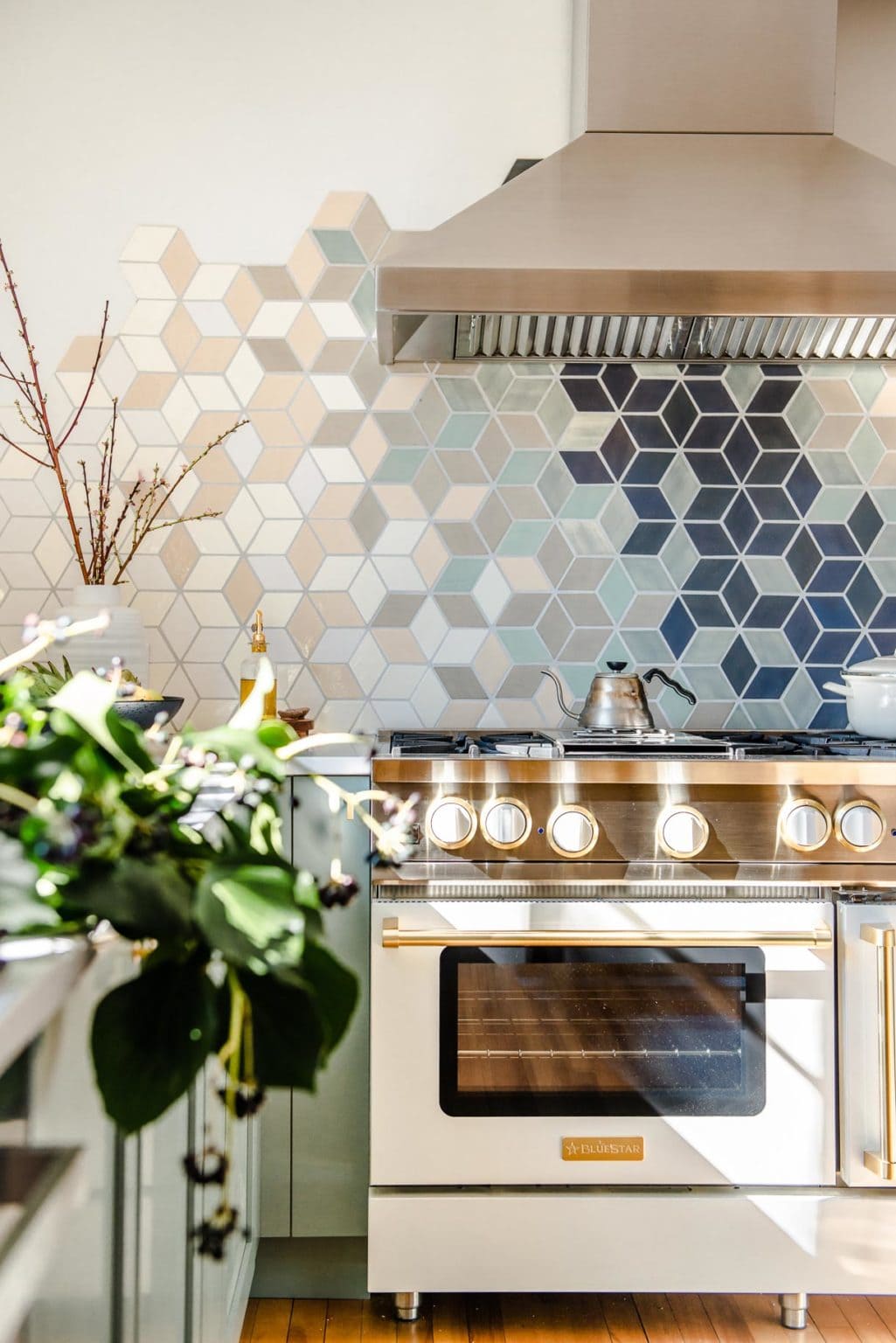 Modern Kitchen Renovation: Design Elements of a White Blue Star Range