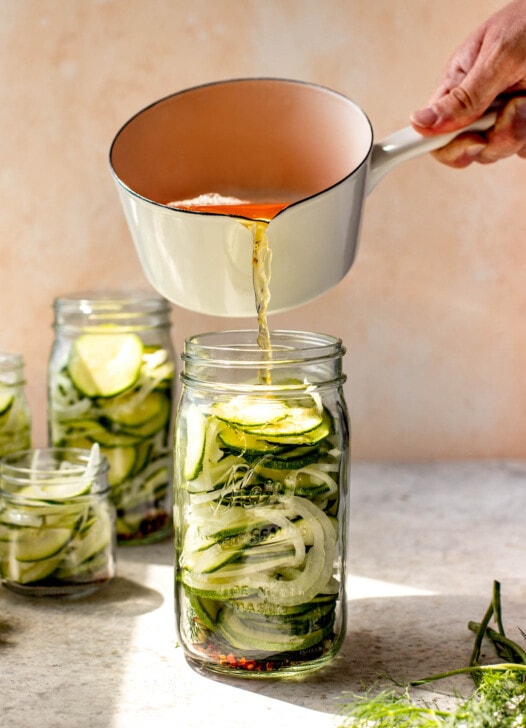 Easy Tangy Pickled Zucchini (refrigerator method!)