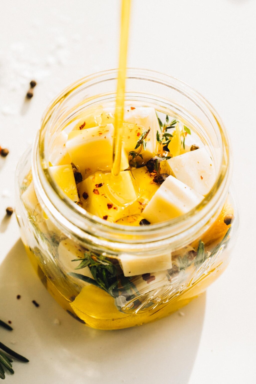 Olive Oil Marinated Cheese with Herbs • Heartbeet Kitchen