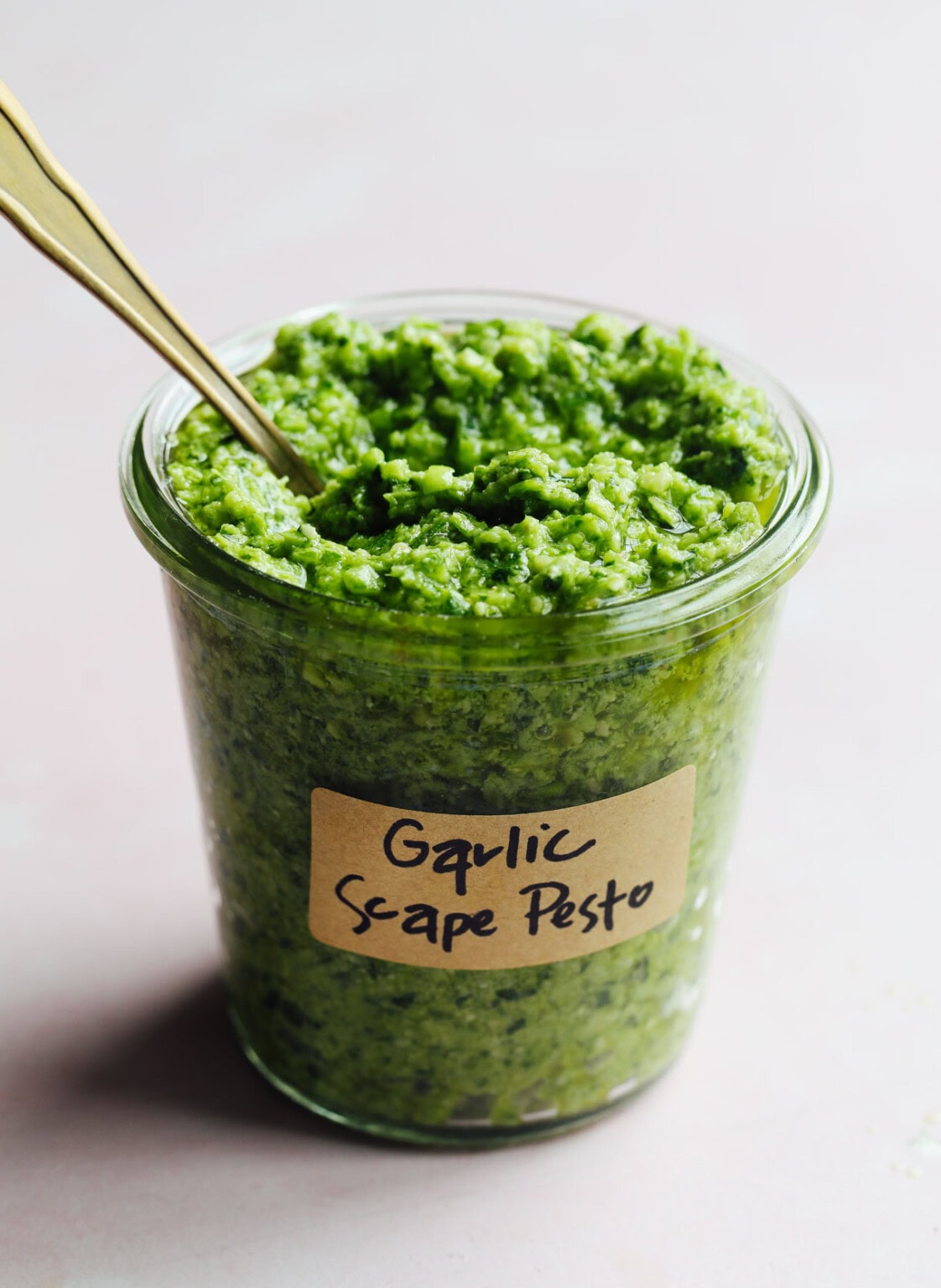 Basil and Garlic Scape Pesto • Heartbeet Kitchen
